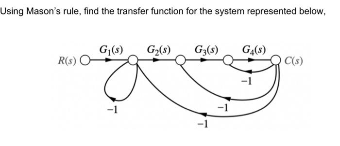 Solved Using Mason's rule, find the transfer function for | Chegg.com