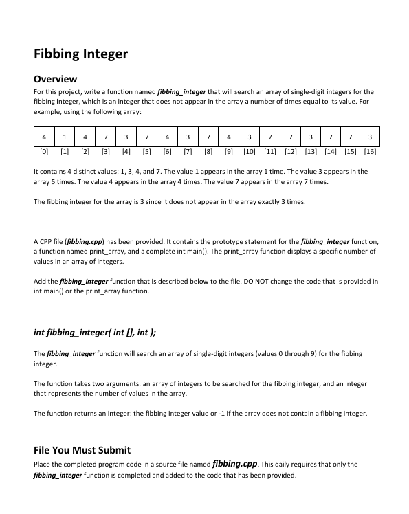 Solved "Code Given" in picturesFibbing Integer Overview For | Chegg.com