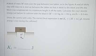 Solved A block of mass M ﻿rests ower the gap between two | Chegg.com