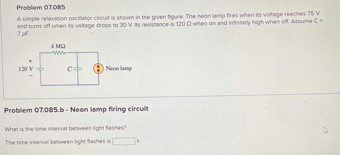 Solved Problem 07.085 A simple relaxation oscillator circuit | Chegg.com