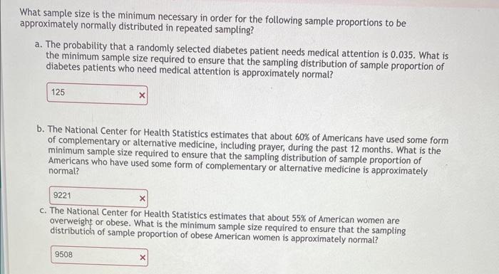What sample size is the minimum necessary in order | Chegg.com