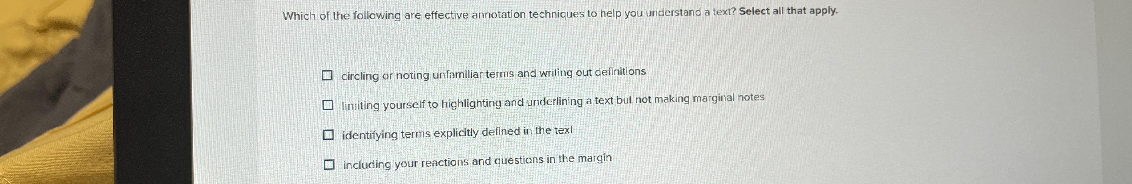 Solved Which of the following are effective annotation | Chegg.com