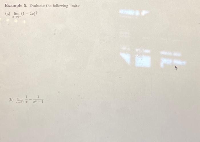 Solved Example 5. Evaluate the following limits: (a) | Chegg.com