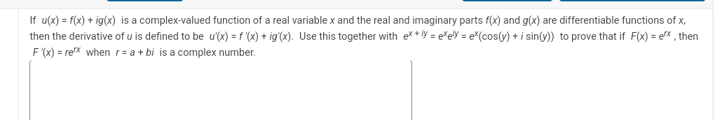 Solved If u(x)=f(x)+ig(x) is a complex-valued function of a | Chegg.com