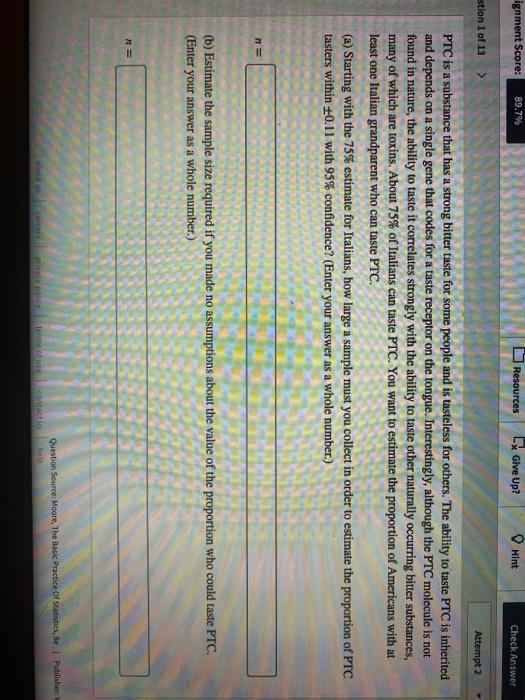 Solved ignment Score: 89.7% Resources LX Give Up? Hint Check | Chegg.com