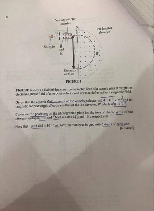 Solved FIGURE 4 shows a Bainbridge mass spectrometer. Ions | Chegg.com