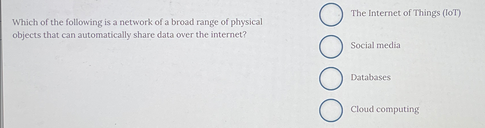 Solved Which of the following is a network of a broad range | Chegg.com