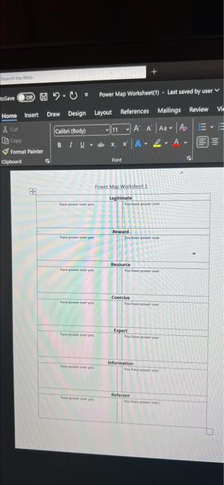Solved Power Map Worksheet 1 | Chegg.com