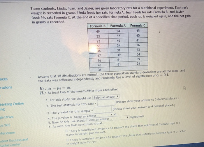 Solved Three students, Linda, Tuan, and Javier, are given | Chegg.com