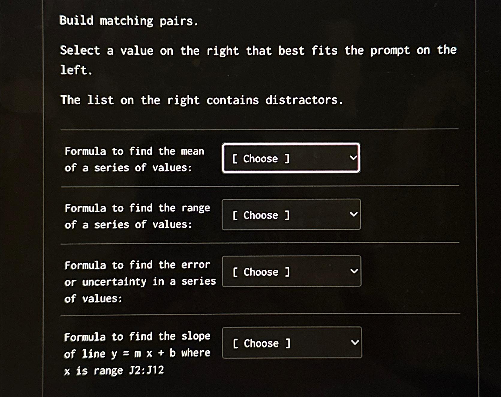 Solved Build matching pairs.Select a value on the right that | Chegg.com