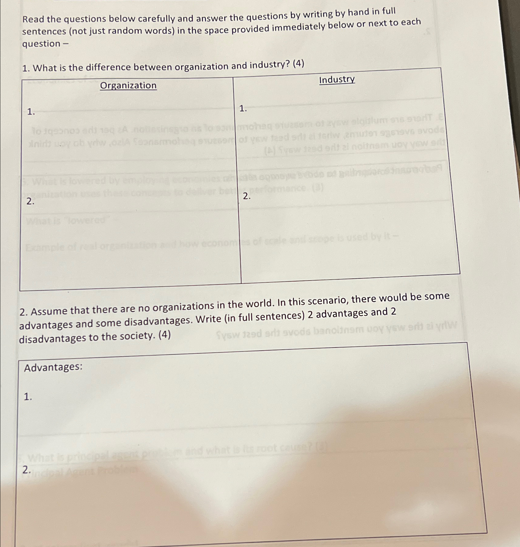 Solved Read the questions below carefully and answer the | Chegg.com