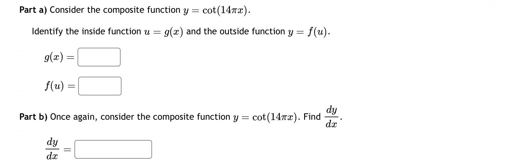 Solved Part a) ﻿Consider the composite function | Chegg.com