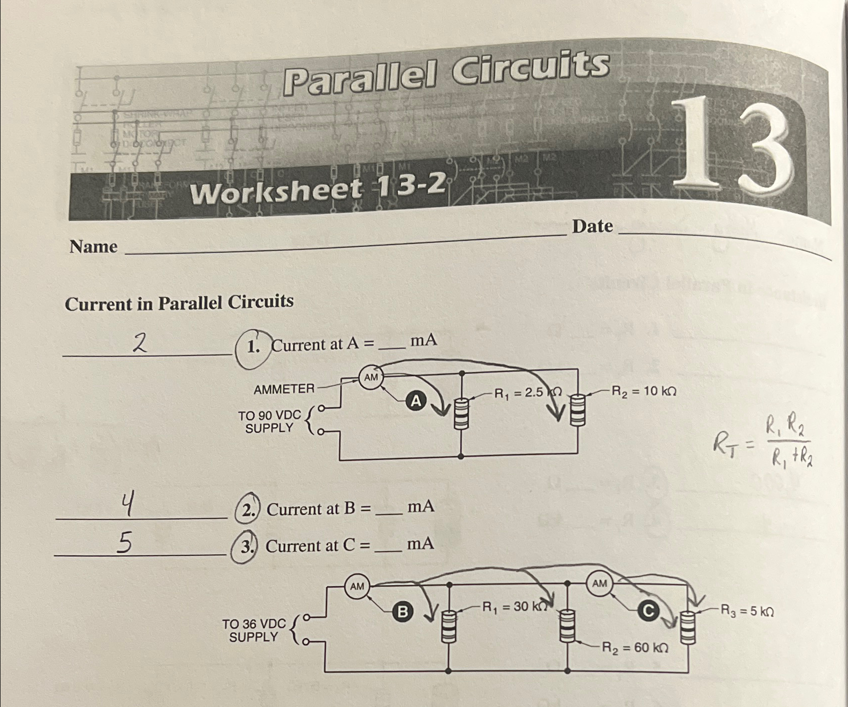Solved Worksheet 13-2DateNameCurrent in Parallel | Chegg.com