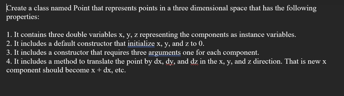 Solved Create a class named Point that represents points in | Chegg.com