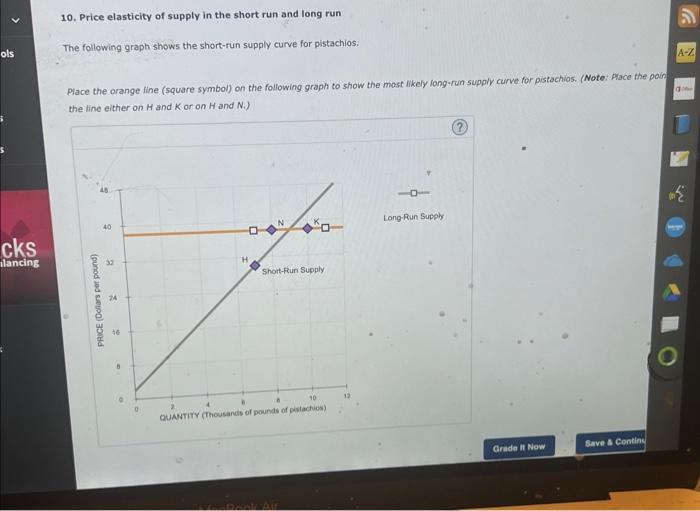 Solved 10. Price elasticity of supply in the short run and | Chegg.com