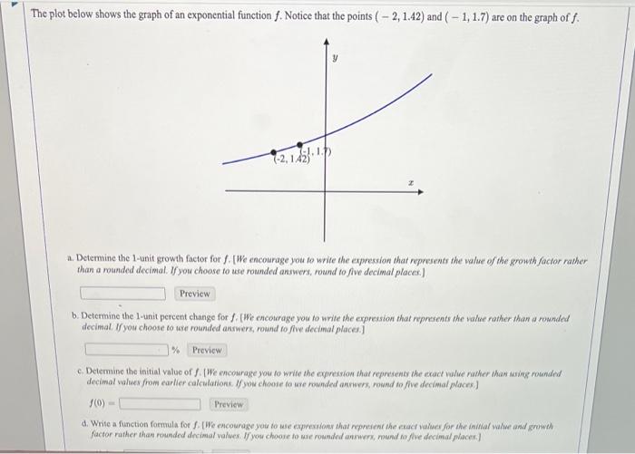 Solved The plot below shows the graph of an exponential | Chegg.com