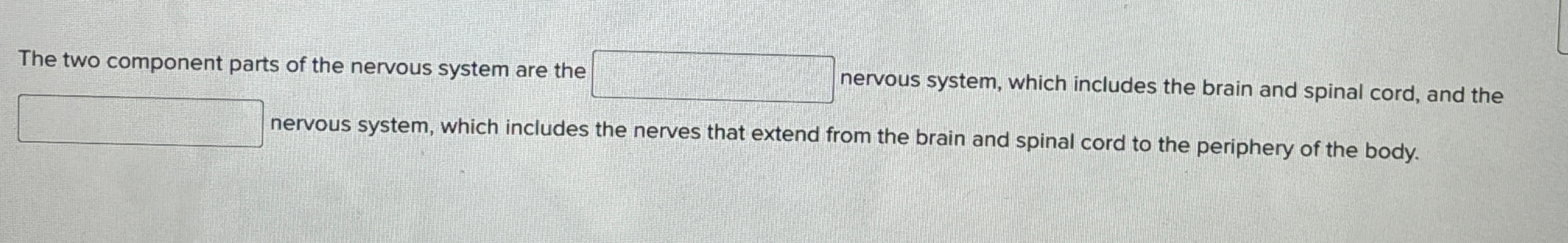 Solved The two component parts of the nervous system are the | Chegg.com
