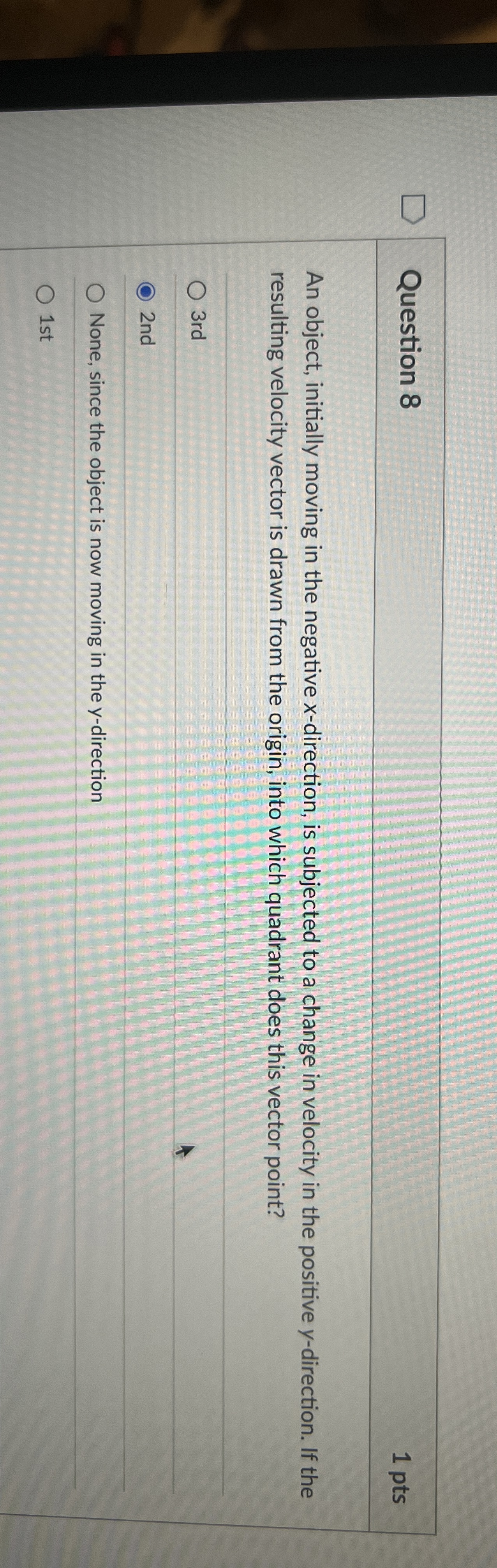 Question 81 ﻿ptsAn object, initially moving in the | Chegg.com