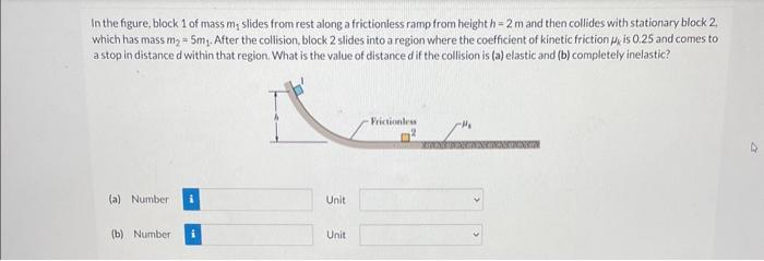 Solved In the figure, block 1 of mass m1 slides from rest | Chegg.com