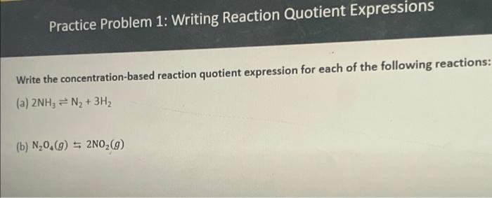 Solved Practice Problem 1: Writing Reaction Quotient | Chegg.com