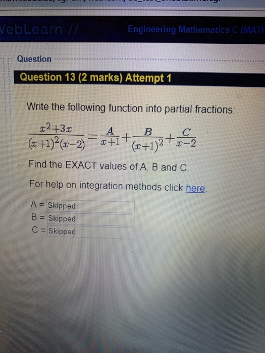 Solved WebLearn // Engineering Mathematics C (MATH Question | Chegg.com