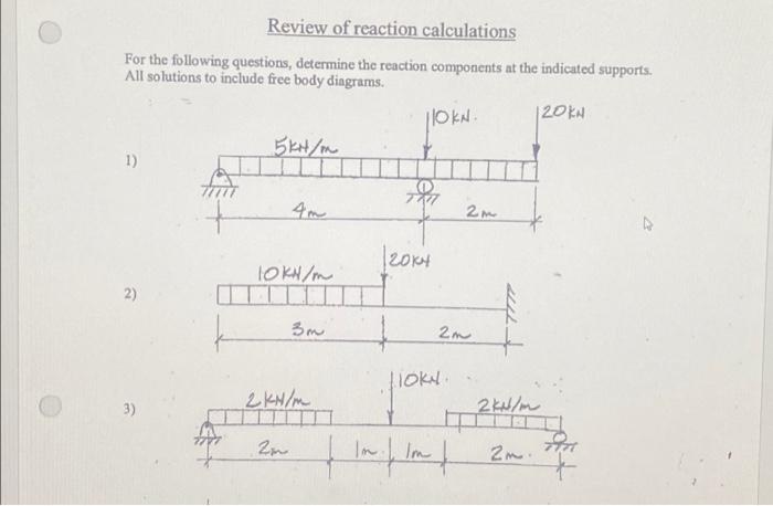 Review of reaction calculations For the following | Chegg.com
