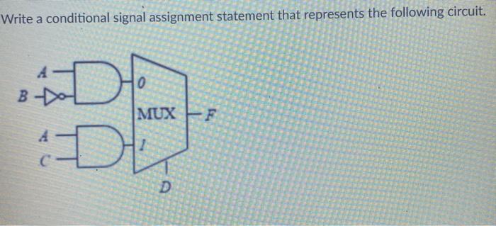 Solved Write a conditional signal assignment statement that | Chegg.com