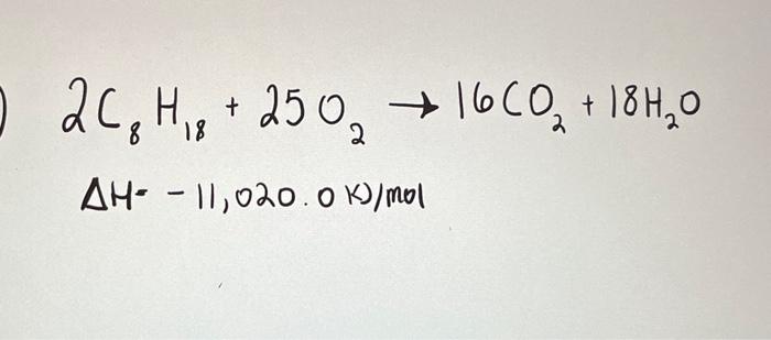 Solved Octane (C8H18) undergoes combustion according to the | Chegg.com
