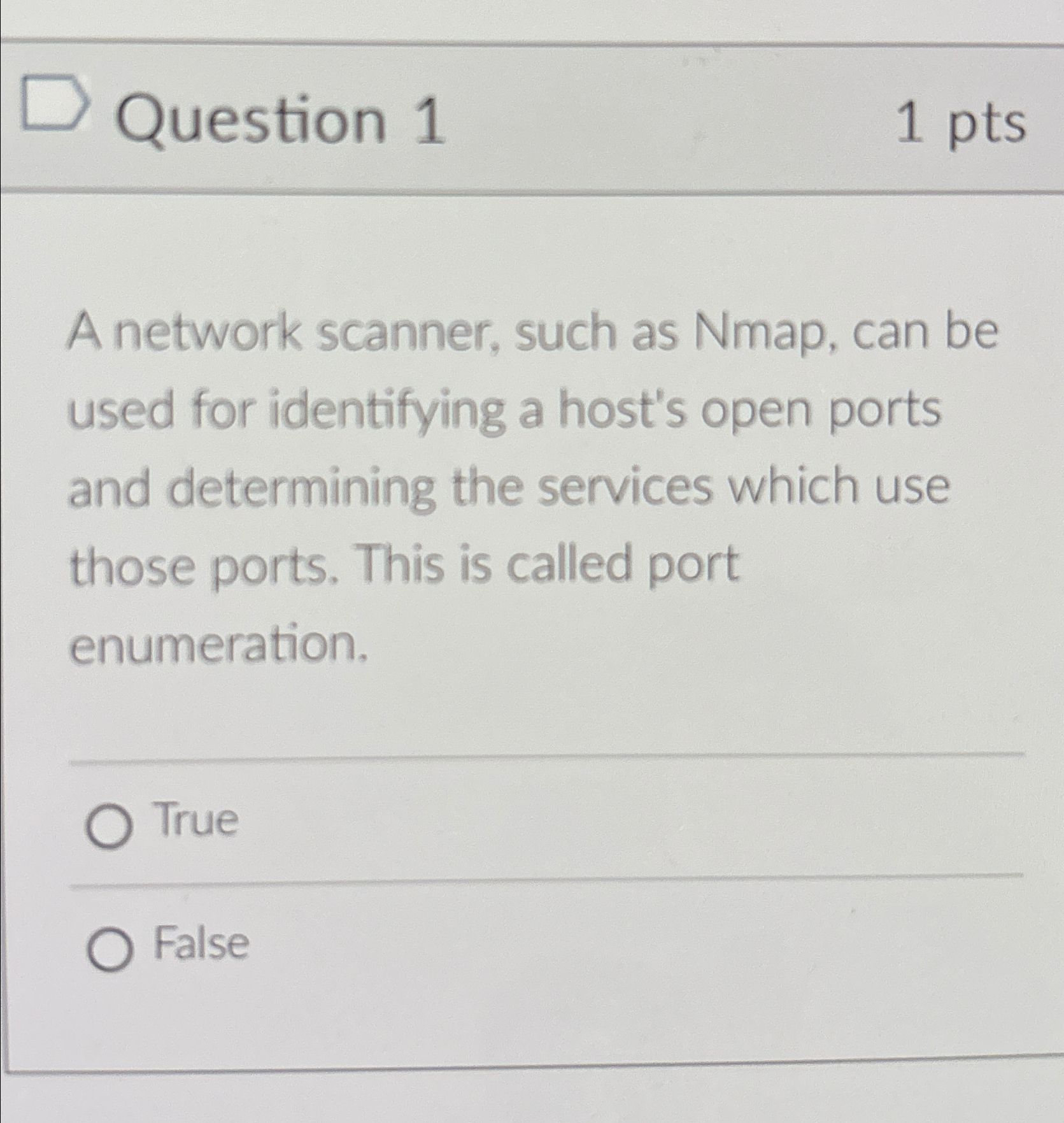 Solved Question 11ptsA network scanner, such as Nmap, can be | Chegg.com