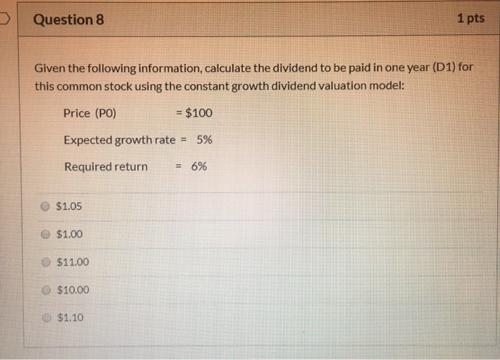 Solved 1 pts Question 8 Given the following information, | Chegg.com Solved 1 pts Question 8 Given the following information, | Chegg.com