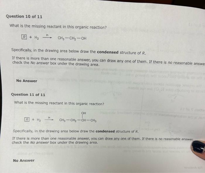 Solved What is the missing reactant in this organic | Chegg.com