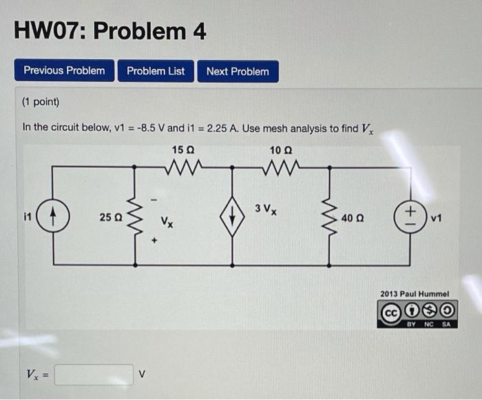Solved Hw07 Problem 4 Previous Problem Problem List Next 