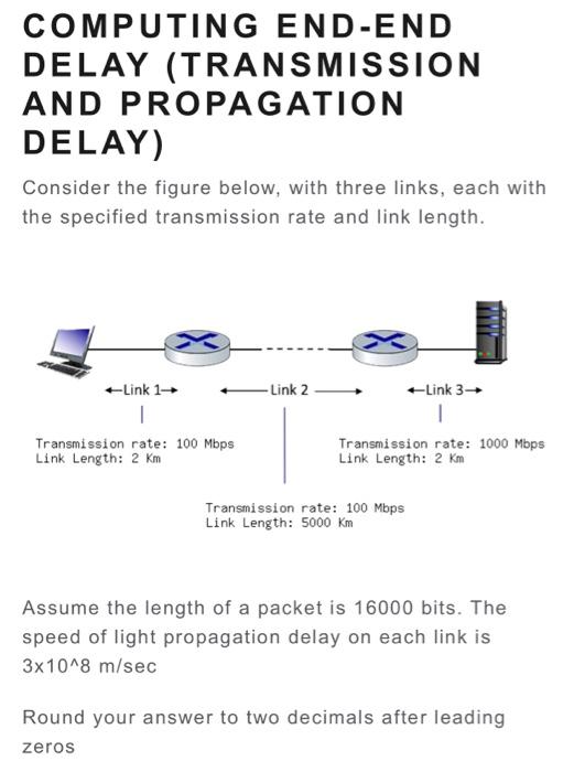 Solved COMPUTING END-END DELAY (TRANSMISSION AND PROPAGATION | Chegg.com