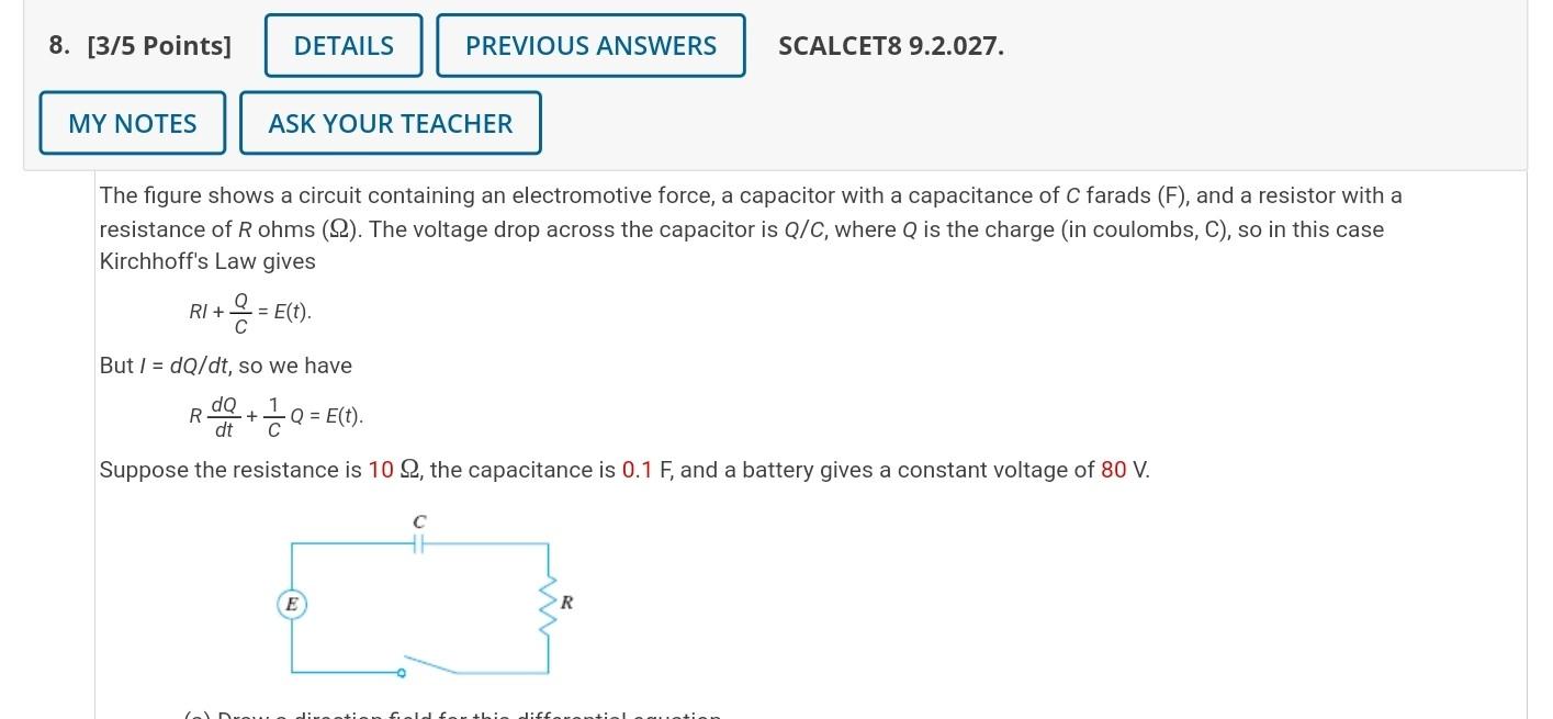 Solved 8. [3/5 Points] DETAILS PREVIOUS ANSWERS SCALCET8 | Chegg.com