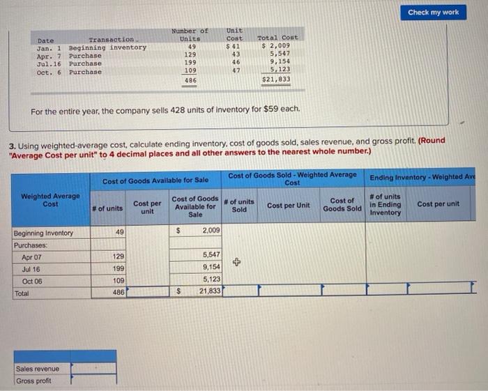 Solved Number of Units 49 Date Transaction Jan. 1 Beginning | Chegg.com