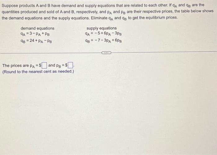 Solved Suppose products A and B have demand and supply | Chegg.com