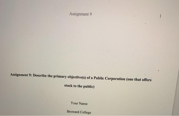 Solved Assignment 9 1 Assignment 9 Describe The Primary 0510