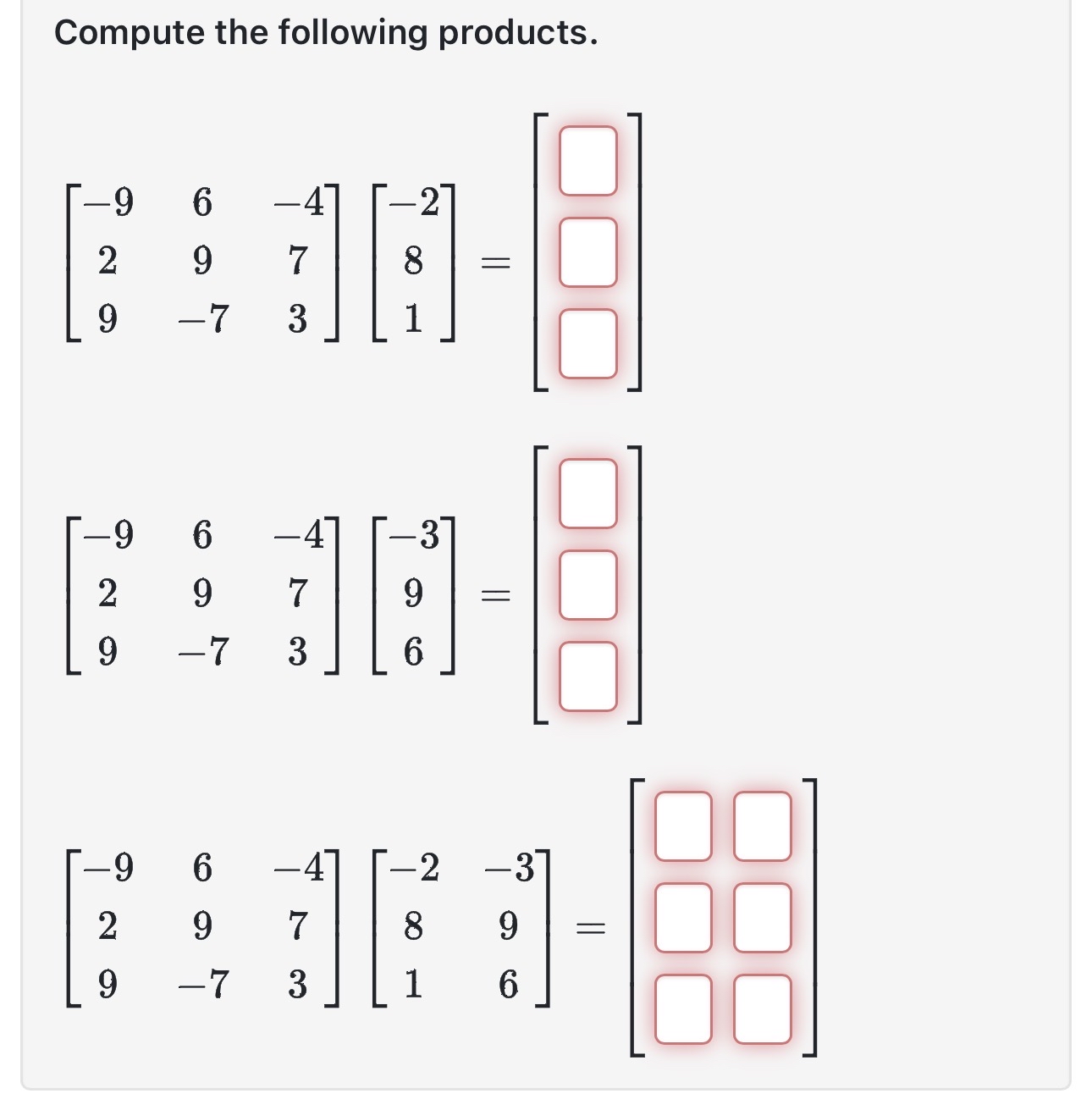 Solved Compute the following products. | Chegg.com