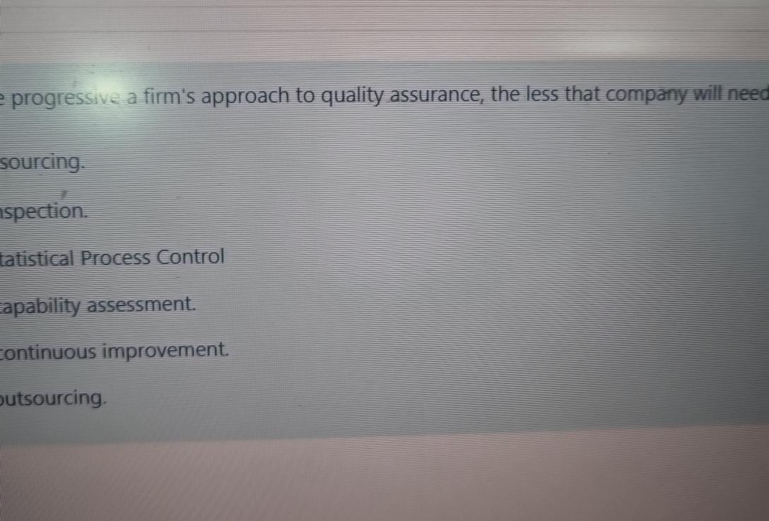 Solved progressive a firm's approach to quality assurance, | Chegg.com