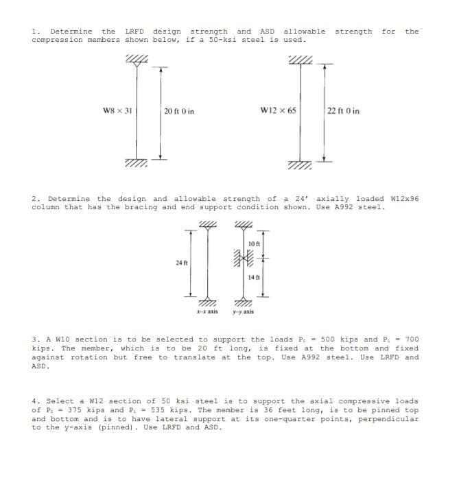 Solved strength for 1. Determine the LRED design strength | Chegg.com