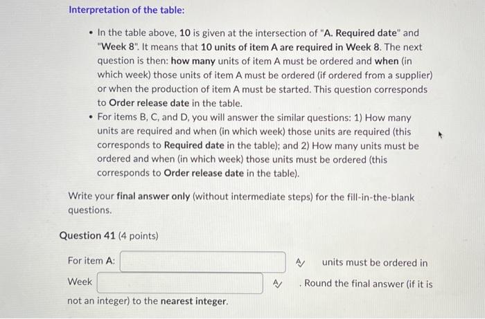 2) Gross Material Requirements with a Production | Chegg.com