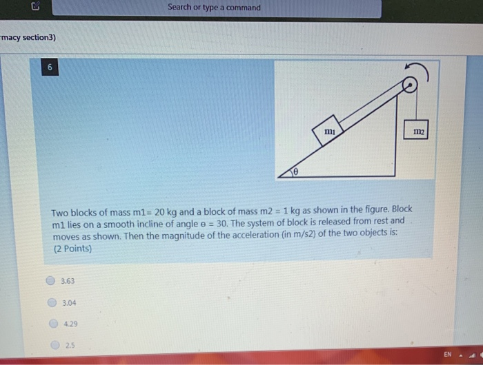 Solved Search or type a command macy section) m2 Two blocks | Chegg.com