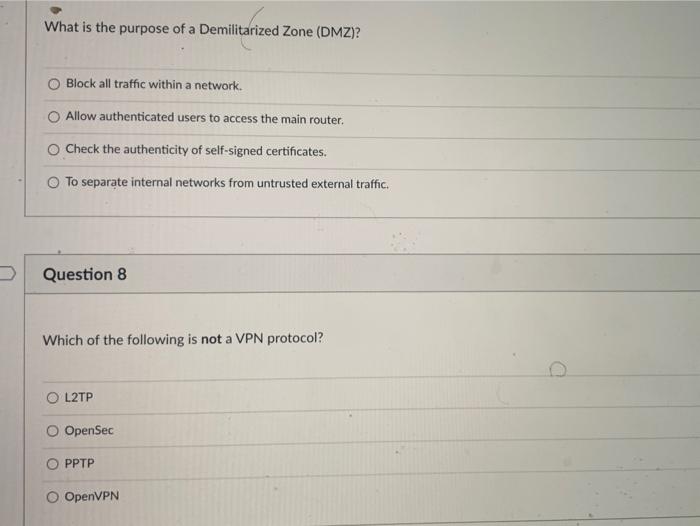 Solved What is the purpose of a Demilitarized Zone (DMZ)? | Chegg.com