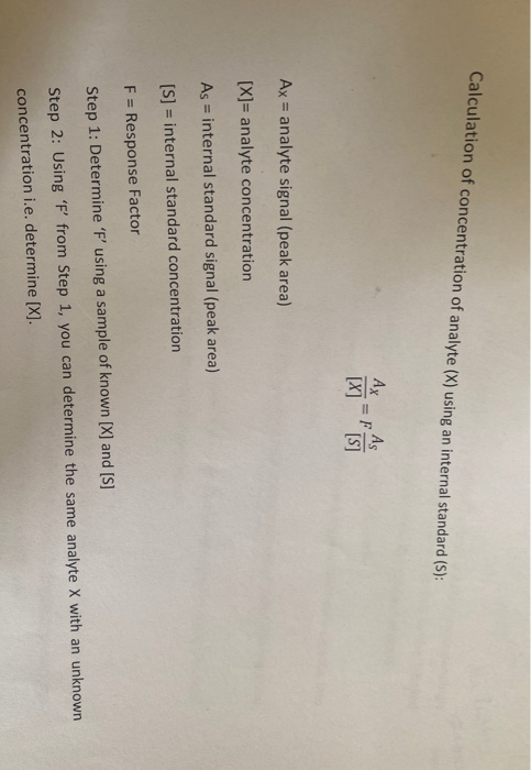 how do i calculate response factor of a gc results | Chegg.com