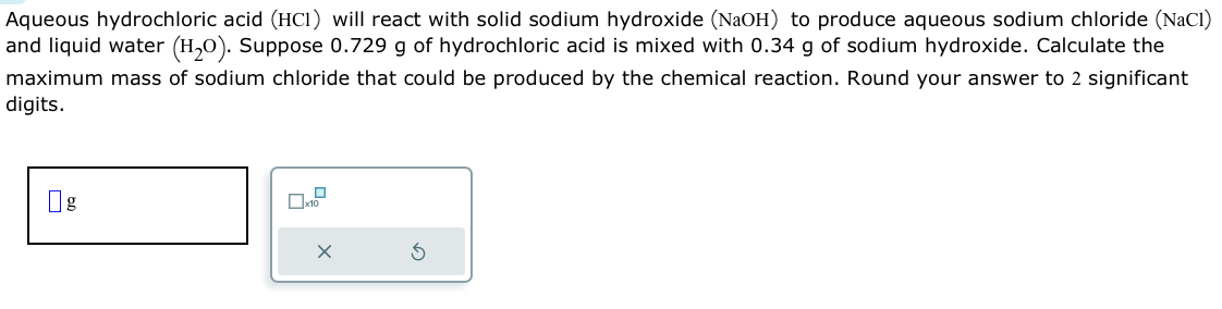 Solved Aqueous hydrochloric acid (HCl) ﻿will react with | Chegg.com