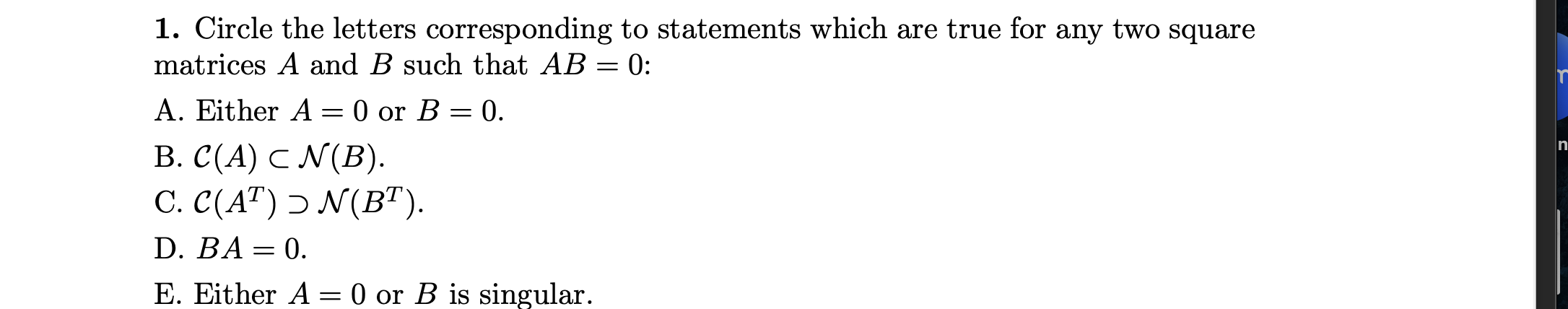 Circle the letters corresponding to statements which | Chegg.com