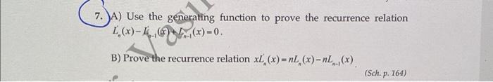 Solved 7. A) Use the generating function to prove the | Chegg.com