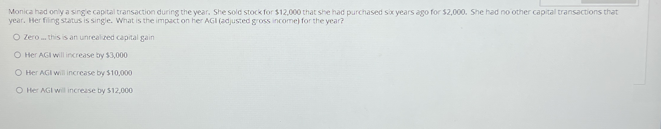 Solved Monica had only a single capital transaction during | Chegg.com
