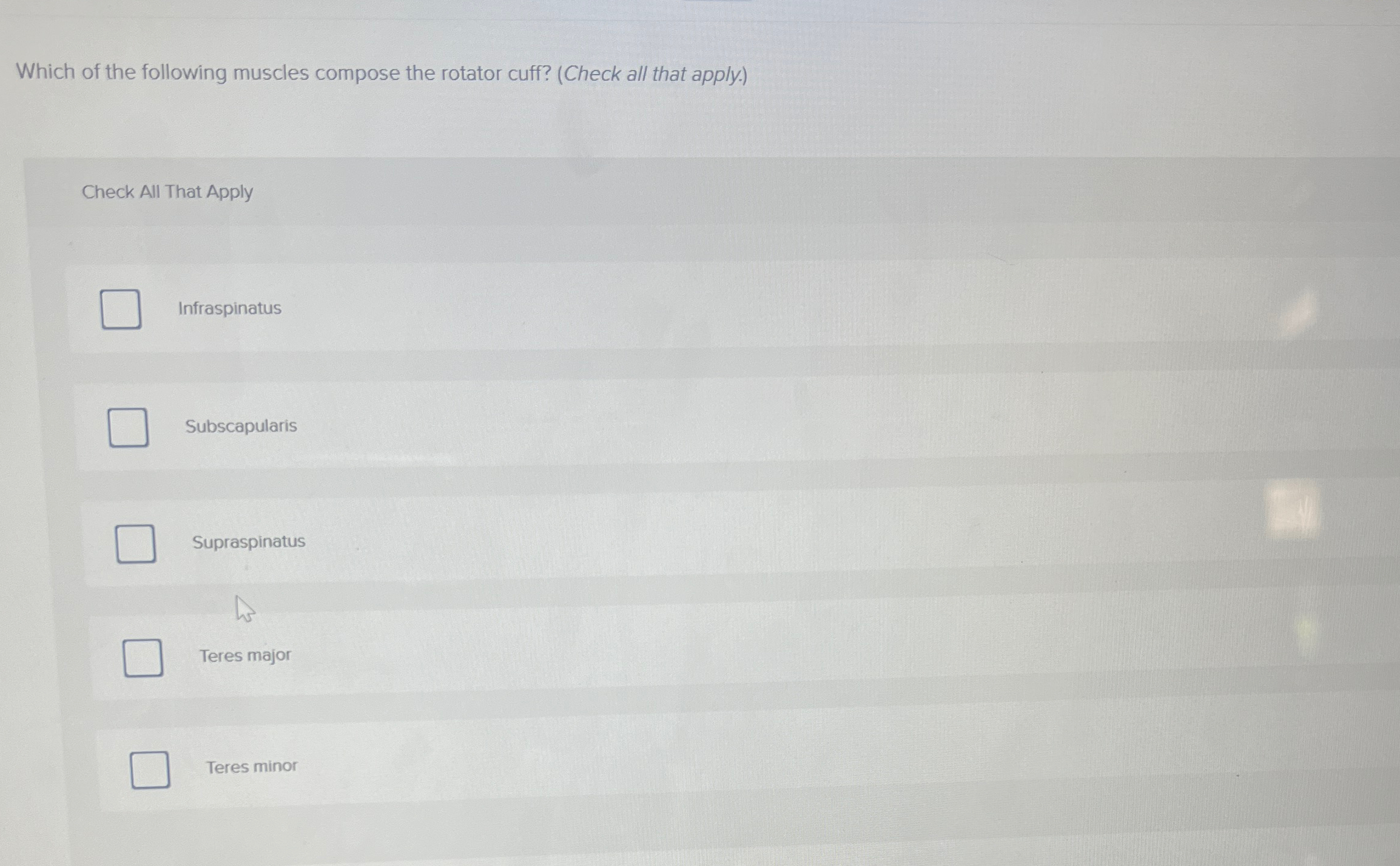Solved Which of the following muscles compose the rotator | Chegg.com