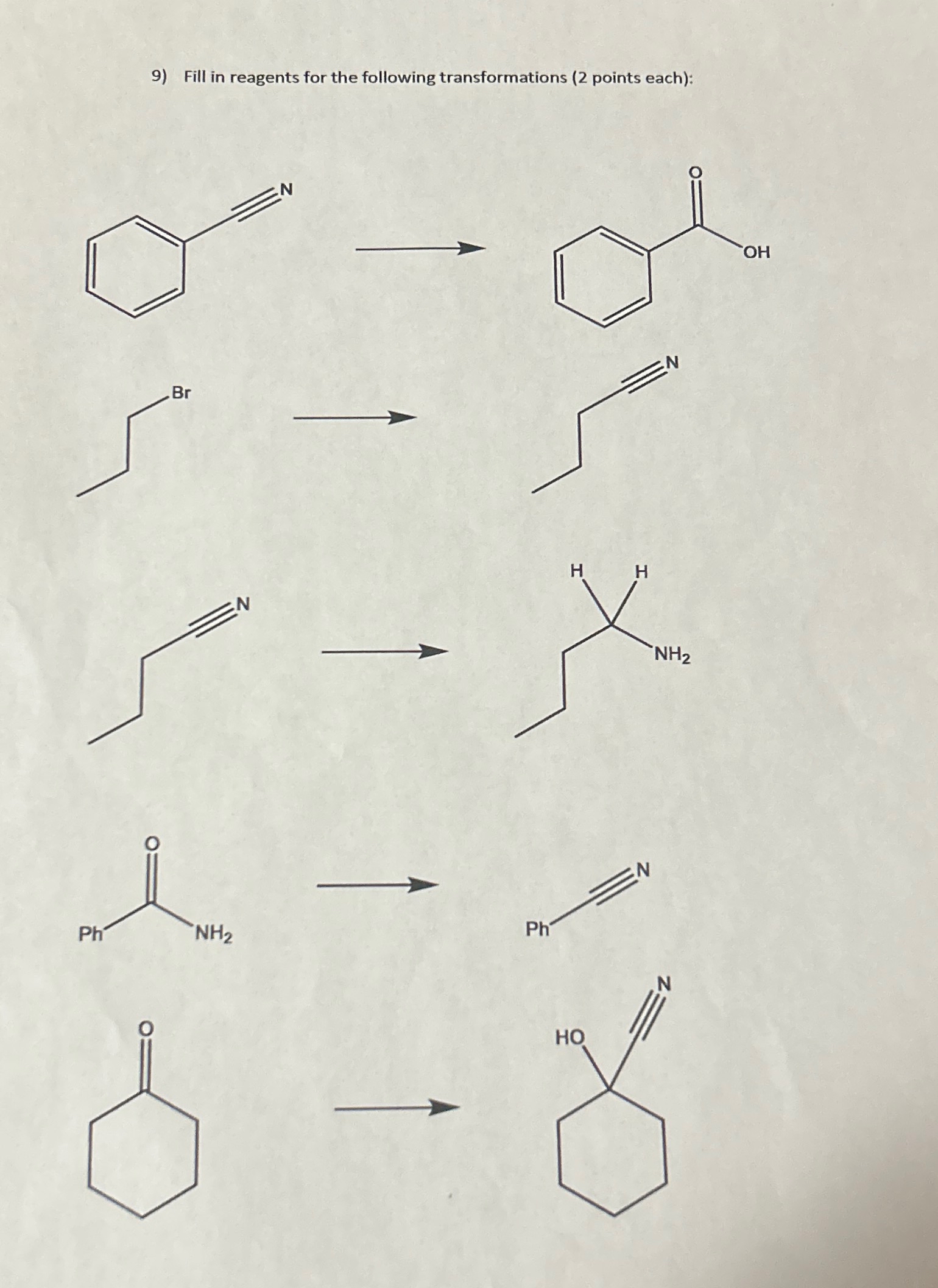 Solved Fill in reagents for the transformations | Chegg.com
